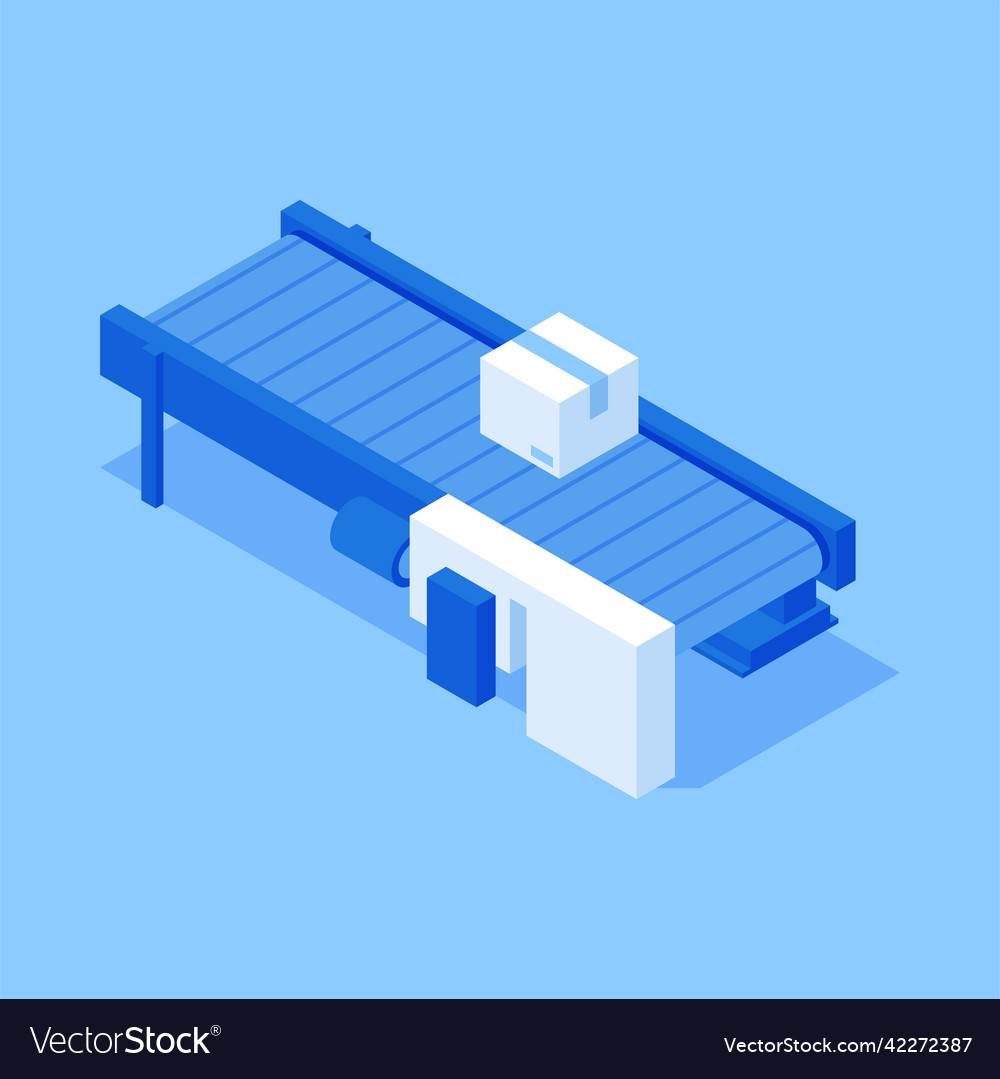 Cardboard box package on conveyor belt production Vector Image