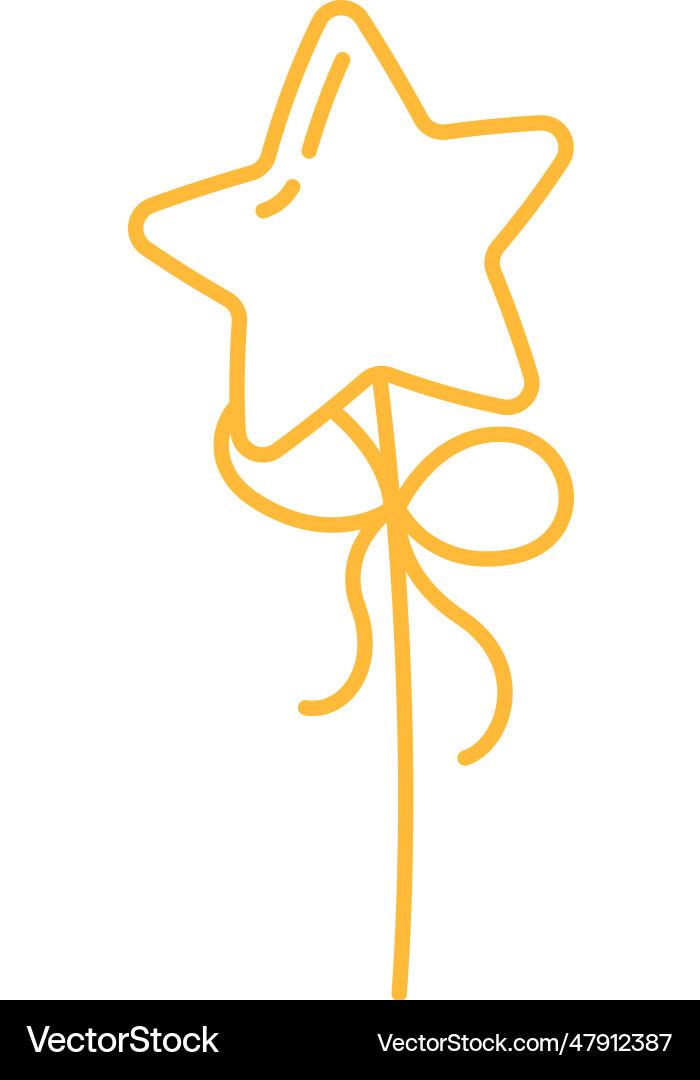 Decorative star on stick linear Royalty Free Vector Image