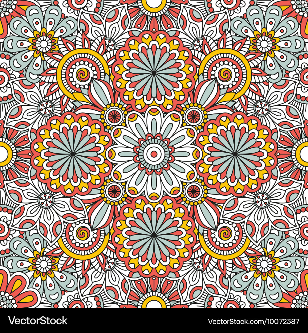 Floral background made many doodle flowers Vector Image
