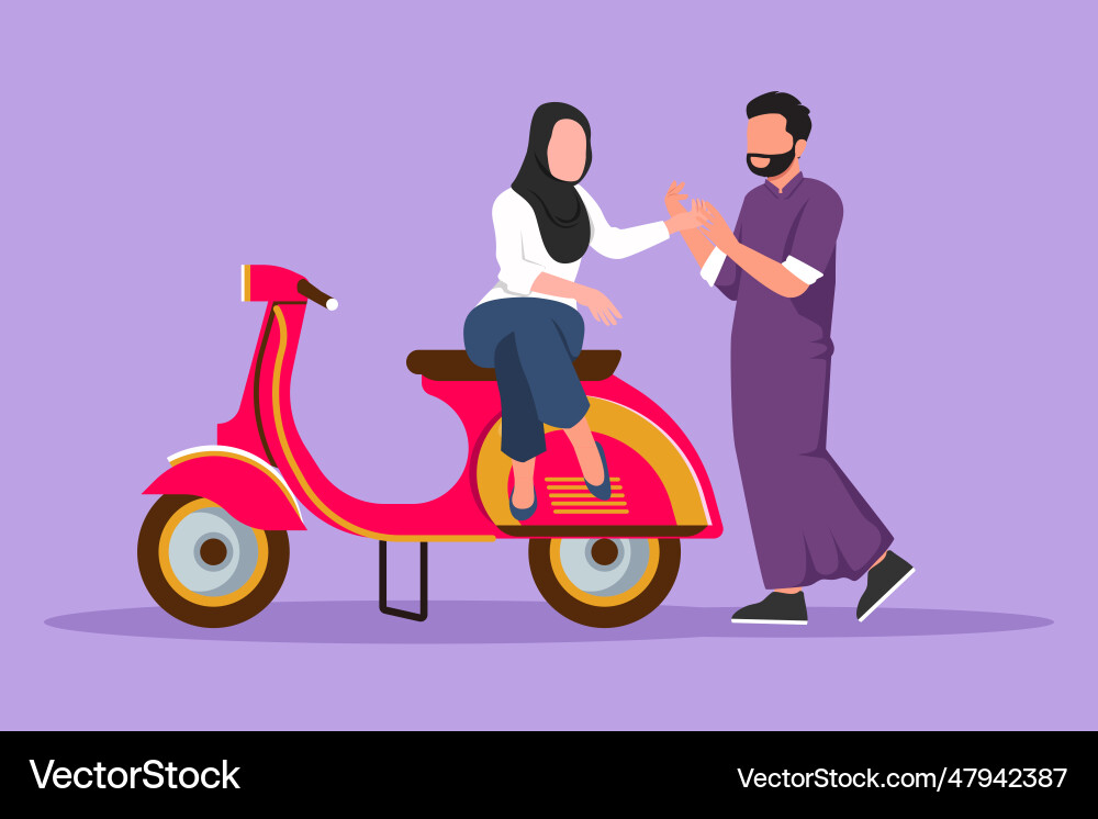 Graphic flat design drawing riders couple trip Vector Image