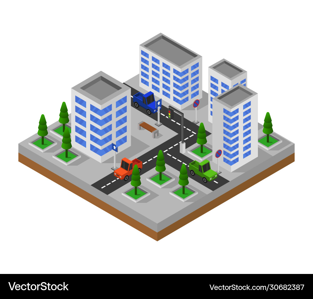 Isometric city icon in on white background Vector Image