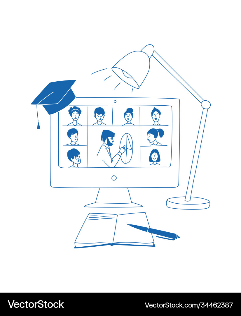 Learning online e-learning video call chat Vector Image