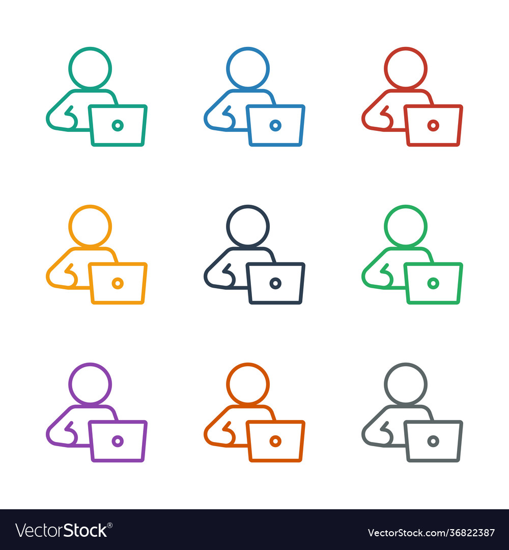 Man with laptop icon white background Royalty Free Vector