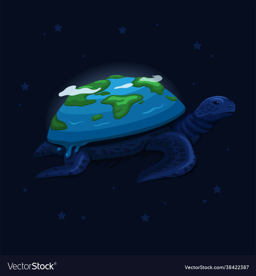 Planet earth on turtle back swim space Royalty Free Vector