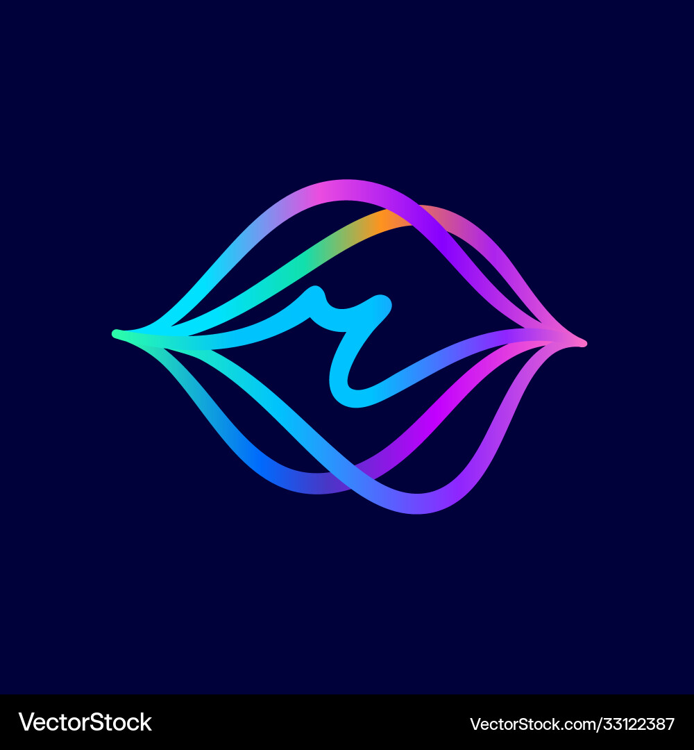 R letter logo with sound wave flow Royalty Free Vector Image