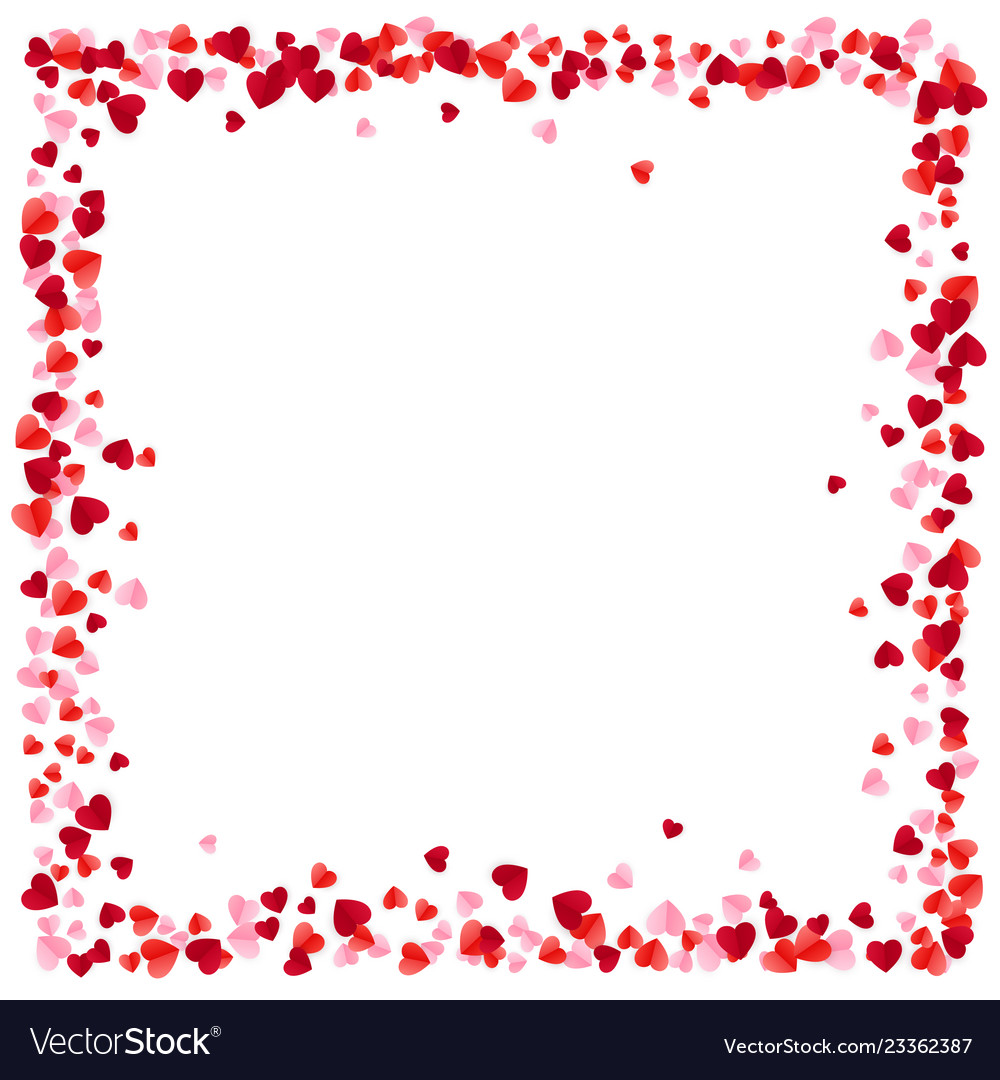 Red and pink paper hearts frame background Vector Image
