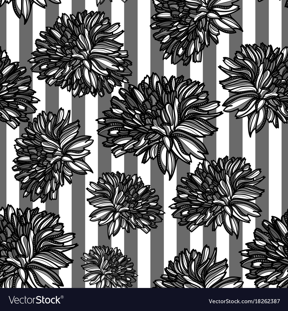 Seamless Monochrome Floral Pattern Royalty Free Vector Image