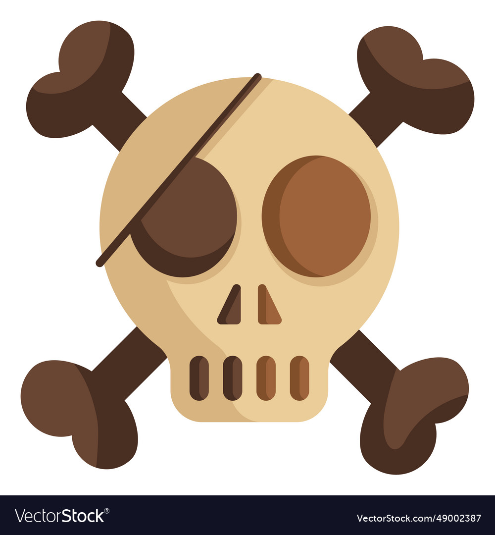 Skull Head Eye Patch Flat Royalty Free Vector Image