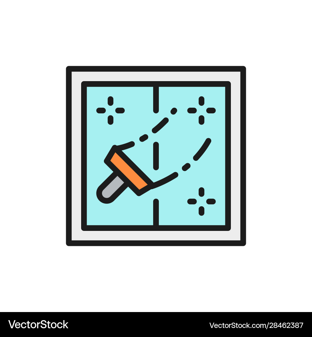Window cleaning flat color line icon isolated on Vector Image