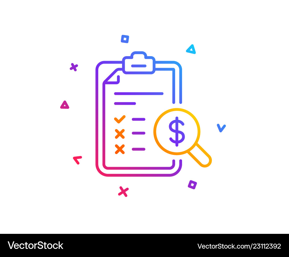 Accounting report line icon audit sign Royalty Free Vector