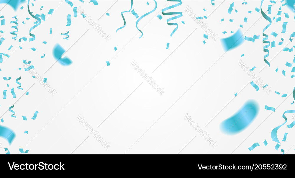 Blue ribbons with confetti isolated on white Vector Image