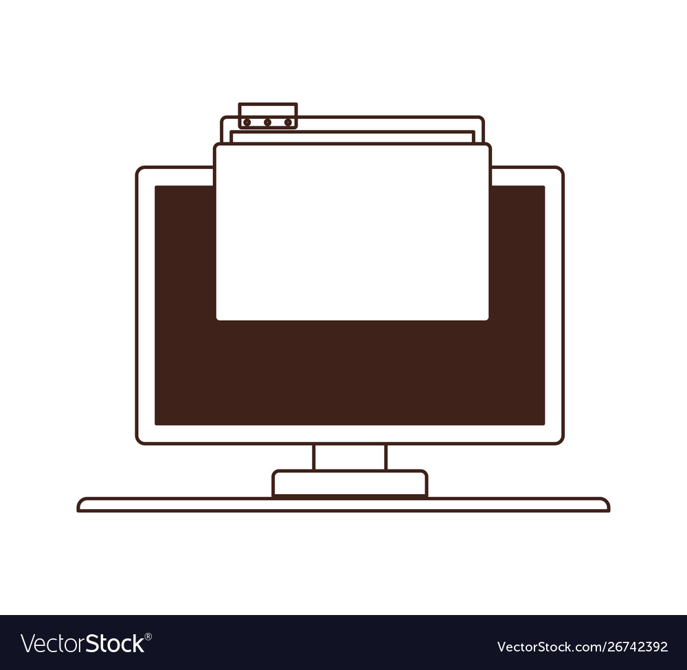 Computer screen with folder in white background Vector Image