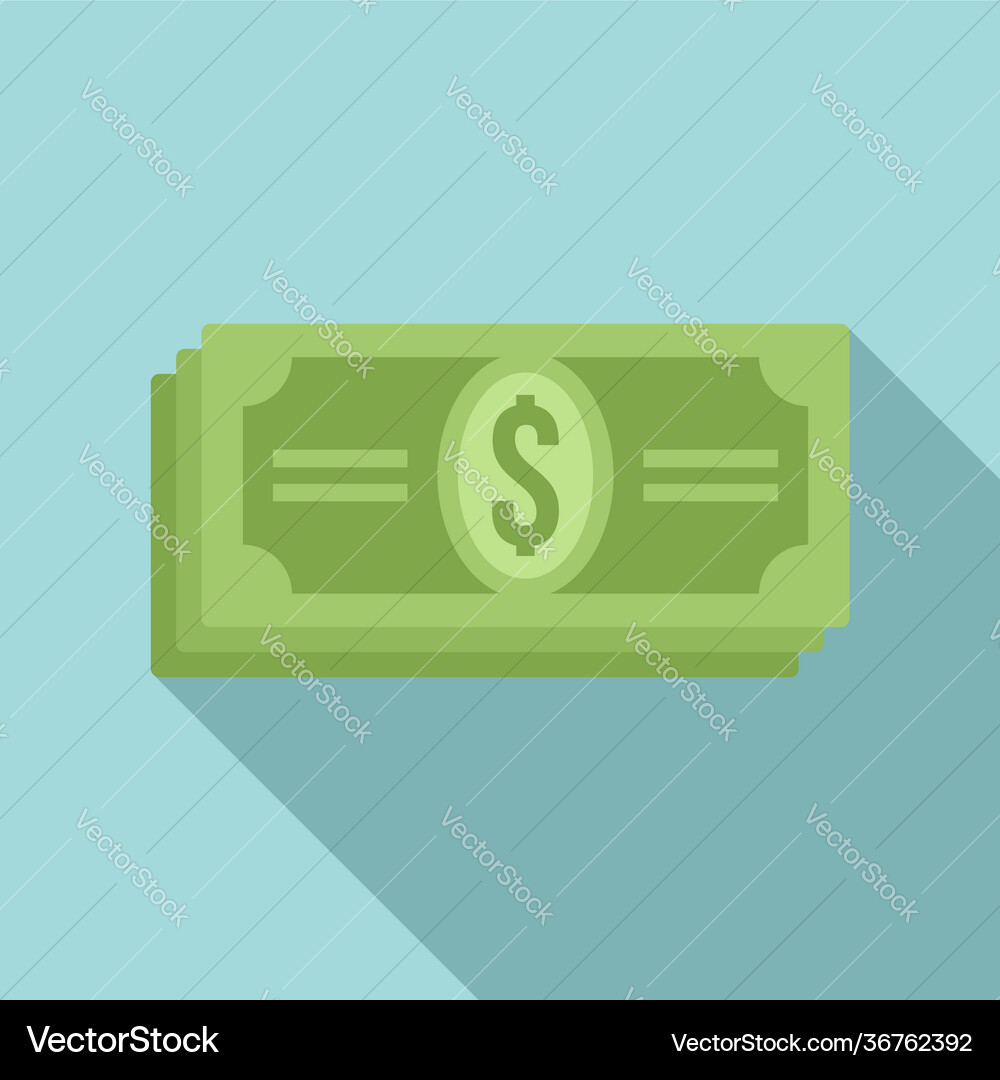 Dollar money cash icon flat style Royalty Free Vector Image