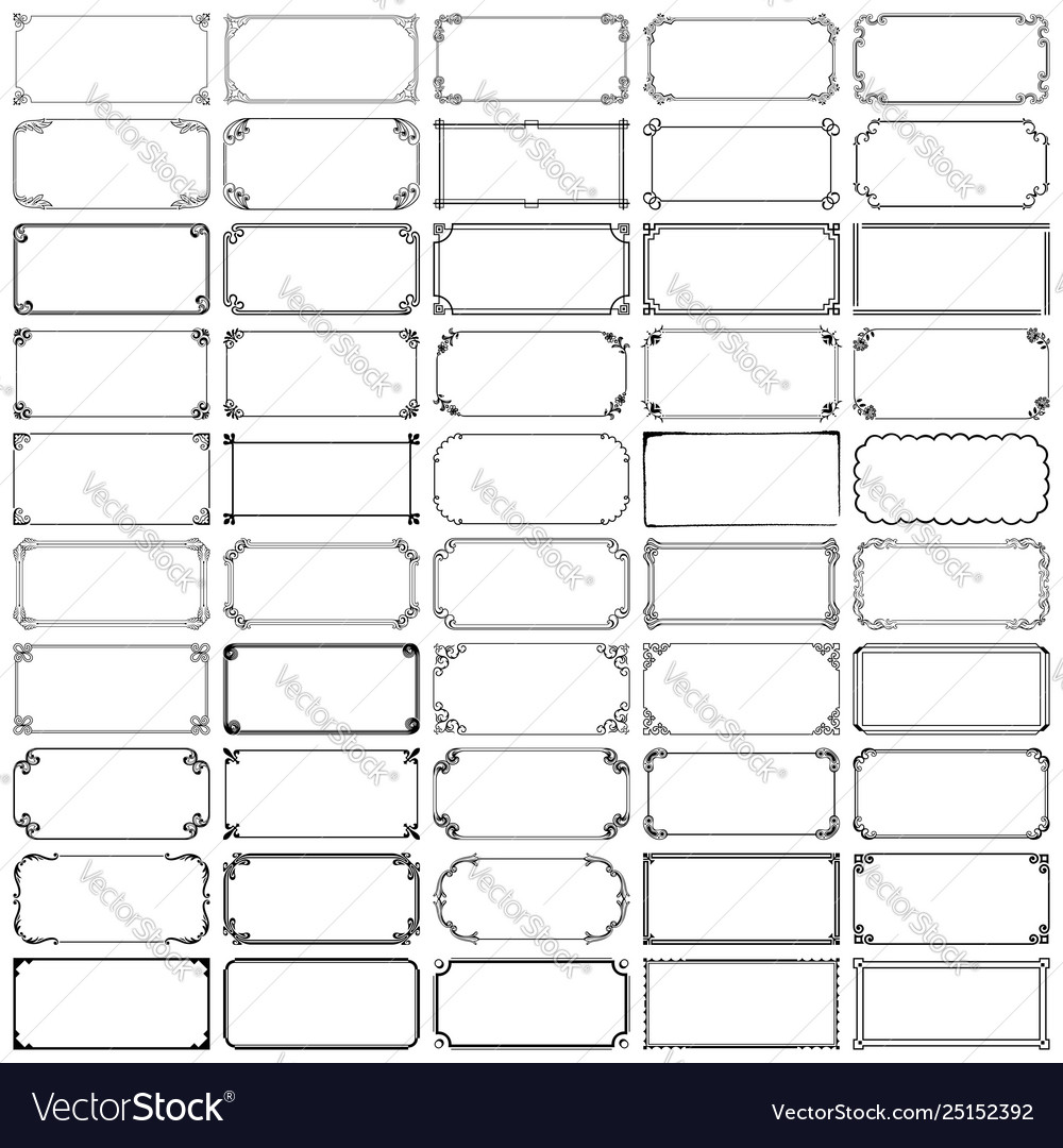 Fifty rectangle frames set 7 Royalty Free Vector Image