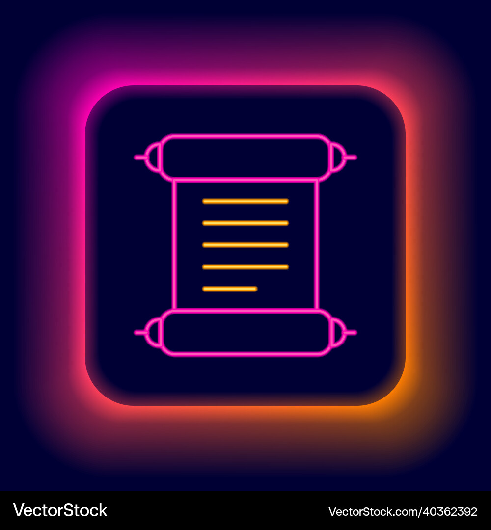 Glowing neon line decree paper parchment scroll Vector Image