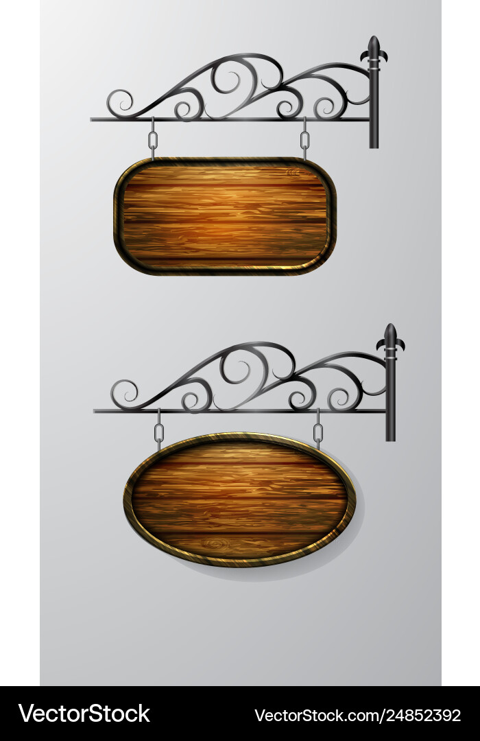 Hanging wooden board wooden object Royalty Free Vector Image