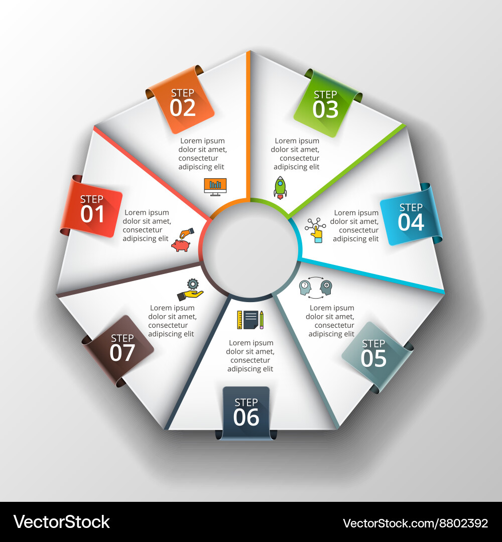 Heptagon infographic Royalty Free Vector Image