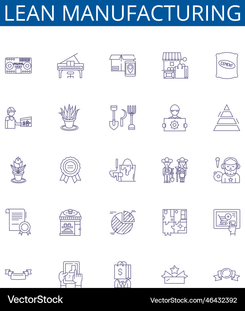 Lean manufacturing line icons signs set design Vector Image