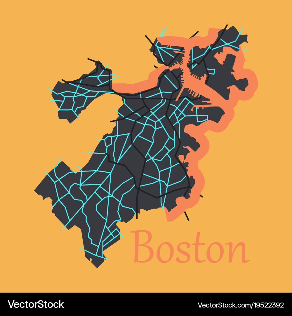 Map of boston city flat Royalty Free Vector Image