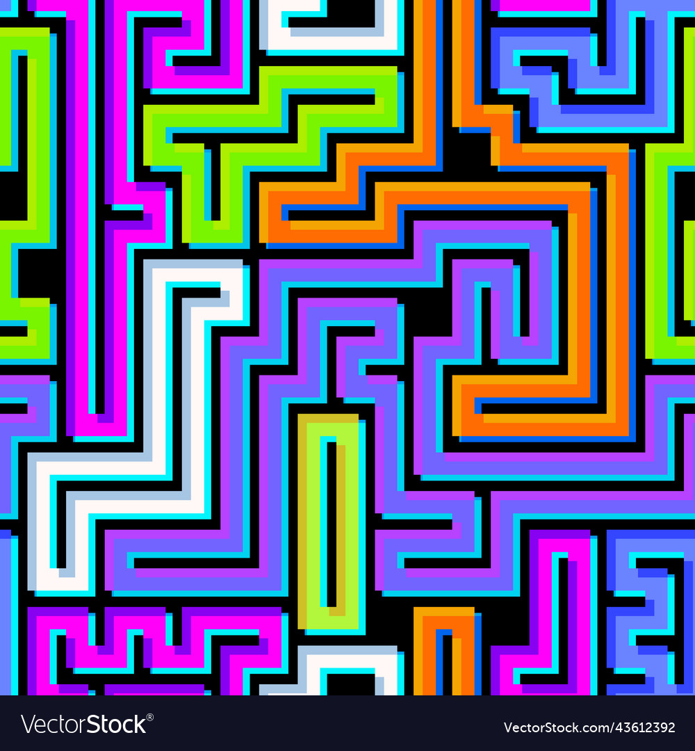 Pixel maze seamless pattern Royalty Free Vector Image