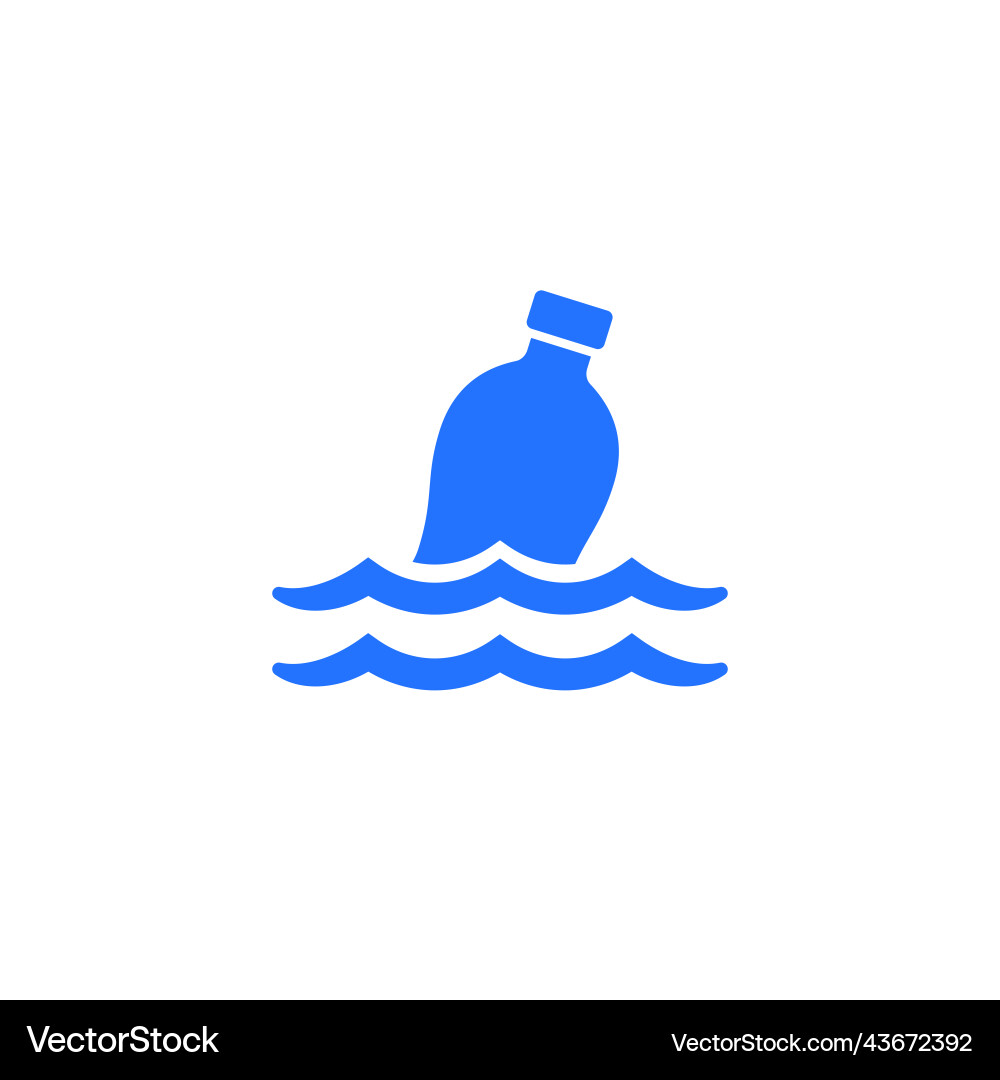 Plastic bottle in the ocean icon water pollution Vector Image
