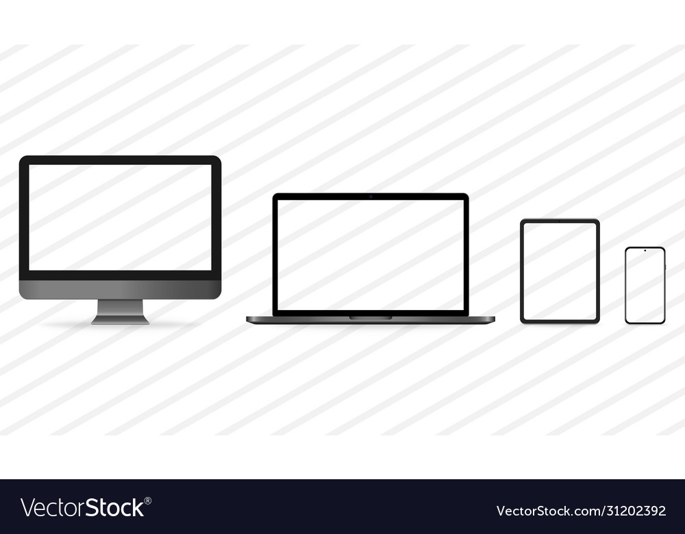 Set realistic computer laptop tablet Royalty Free Vector