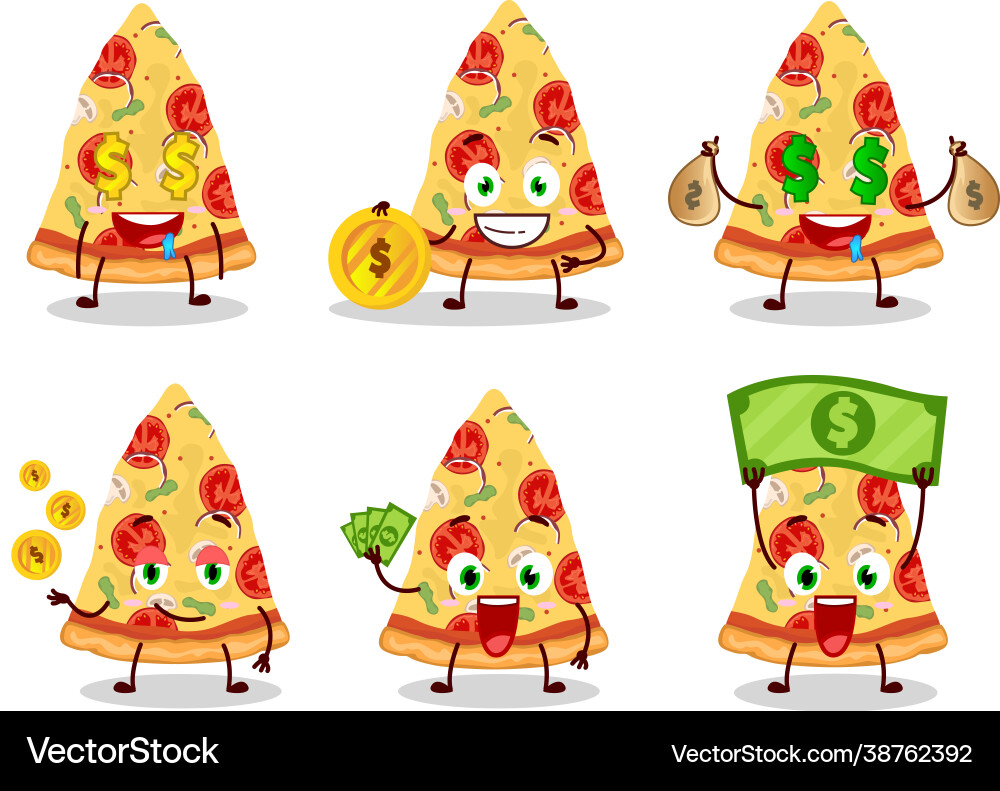 Slice tomato cheese pizza cartoon character Vector Image