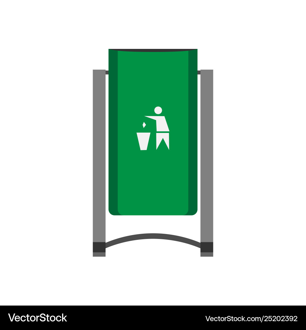 Street bin green front view icon disposal ecology Vector Image