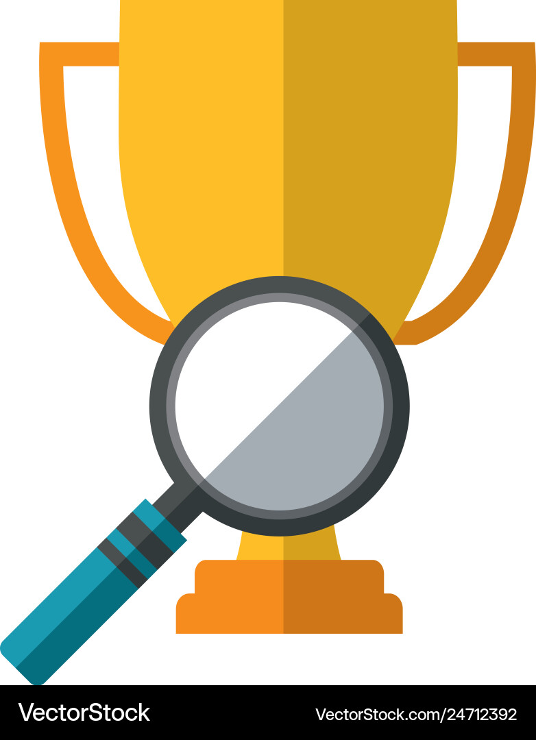 Trophy award cup with magnifying glass Royalty Free Vector