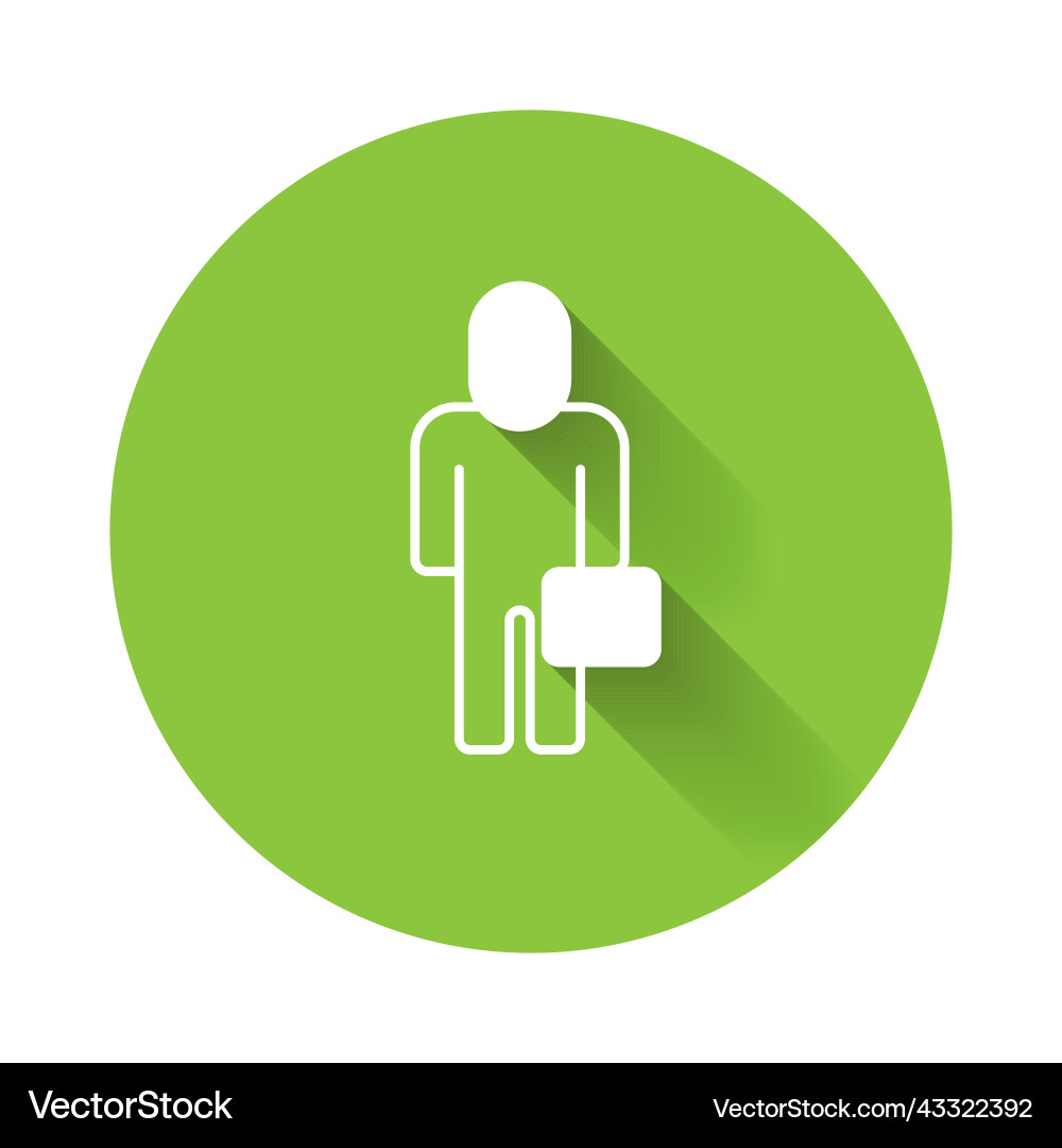 White businessman icon isolated with long shadow Vector Image