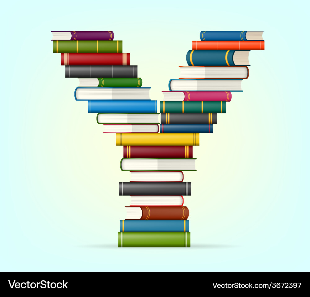 Alphabet from stacks of multi colored books Vector Image