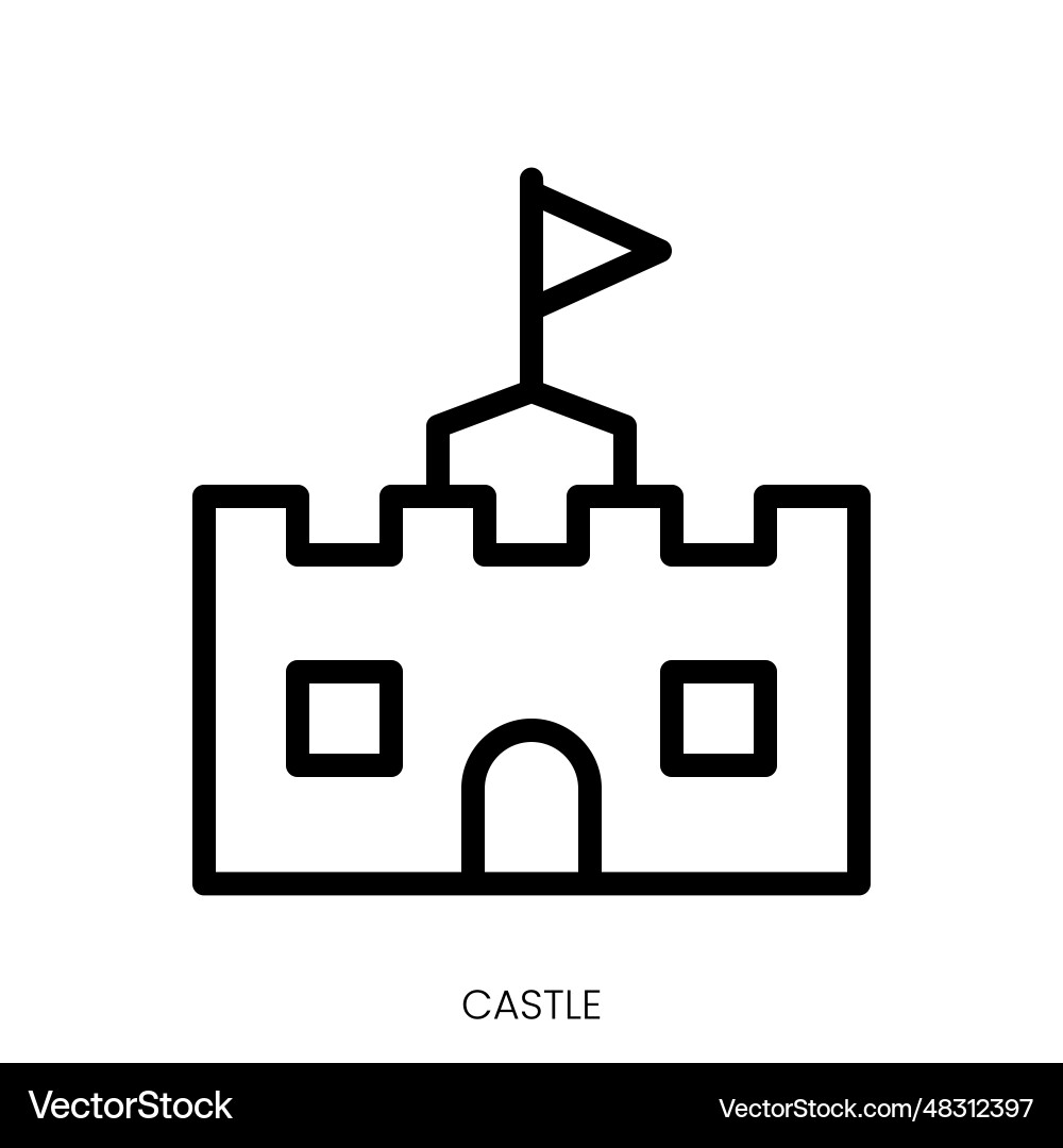 Burg Symbol Linie Kunst Stil Design isoliert Vektorbild