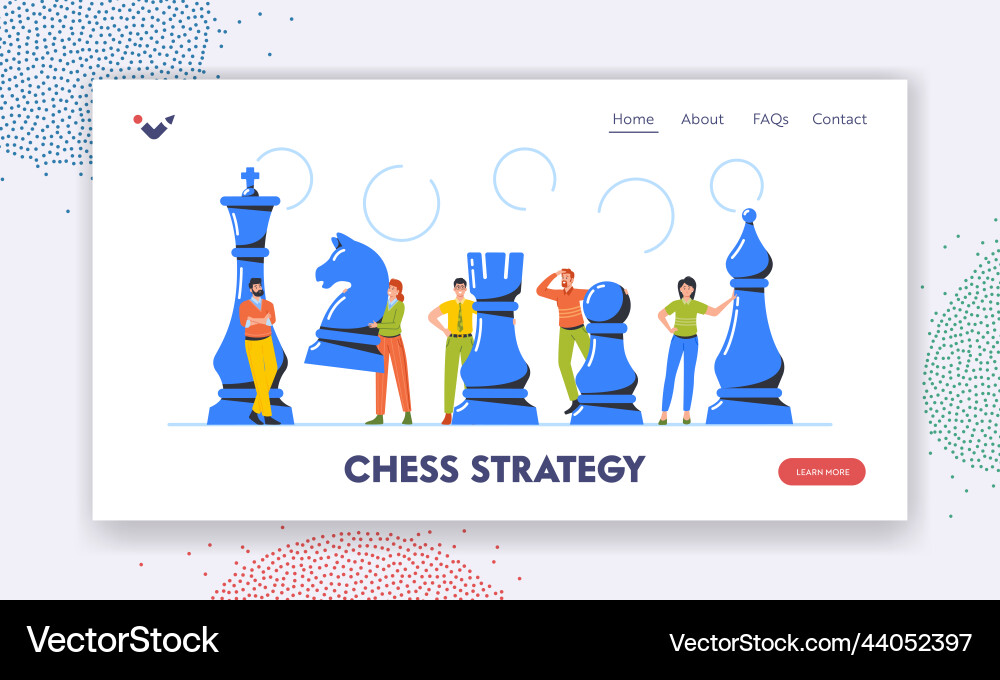 Chess strategy landing page template team playing Vector Image