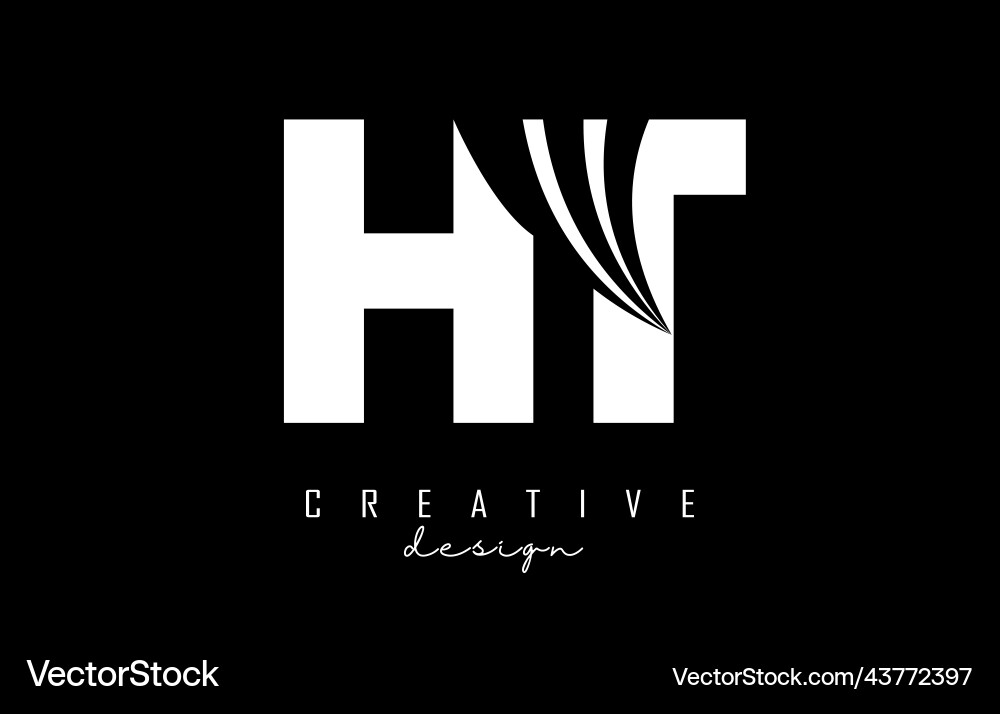 Creative white letters ht h t logo with leading Vector Image