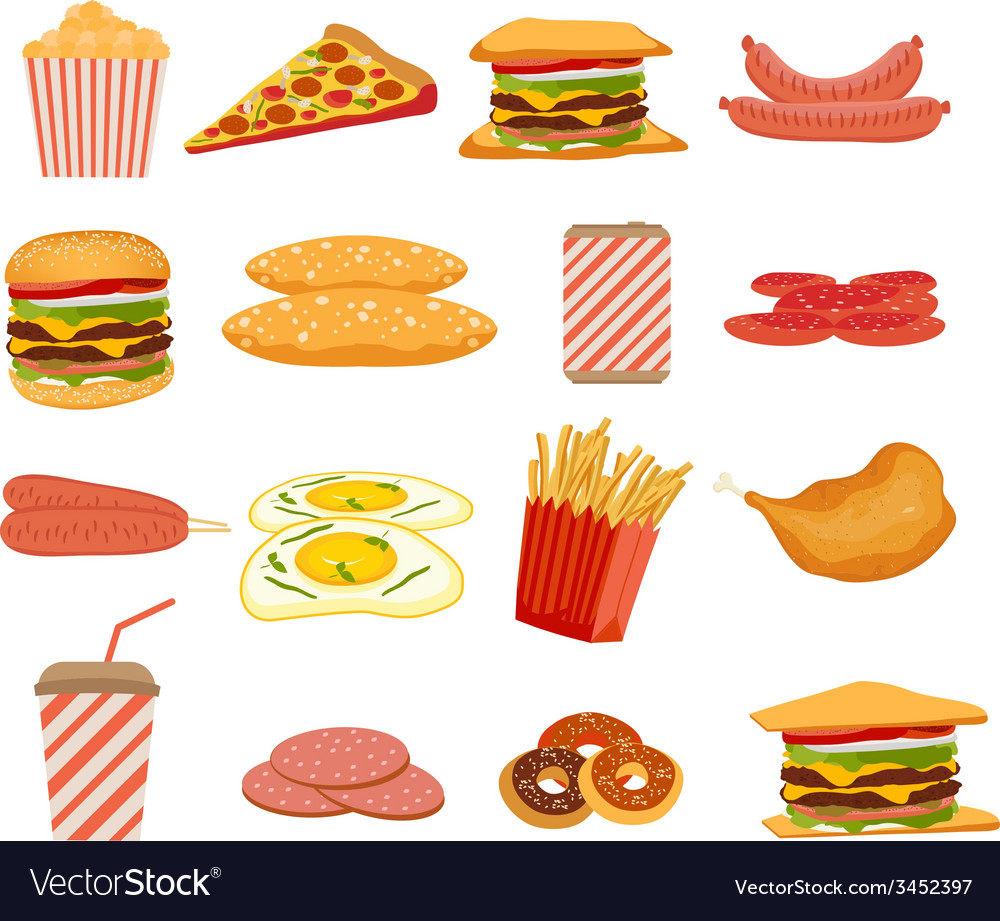 Fast food objects set Royalty Free Vector Image
