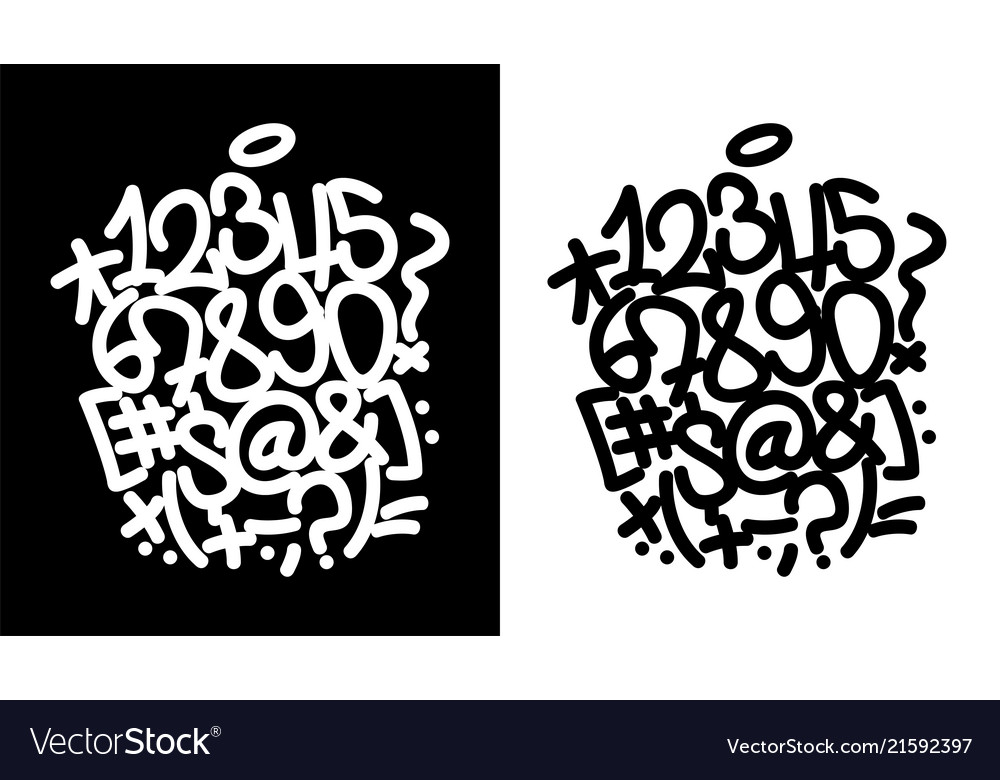 Handwritten Digits For Graffiti Alphabet Vector Image