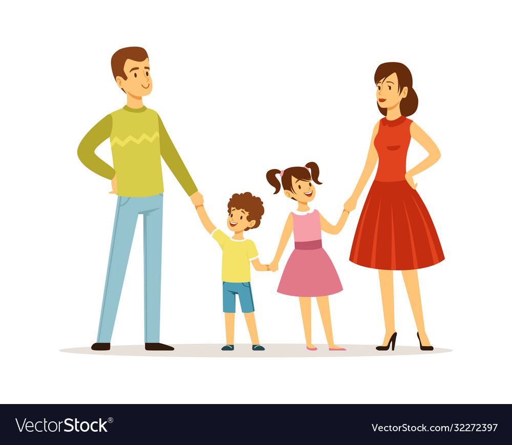 Happy family parents and children characters Vector Image
