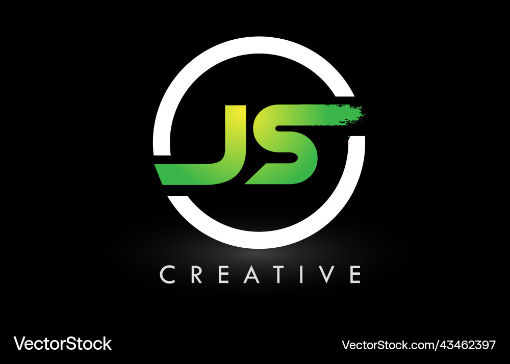 Js green white brush letter logo design creative Vector Image