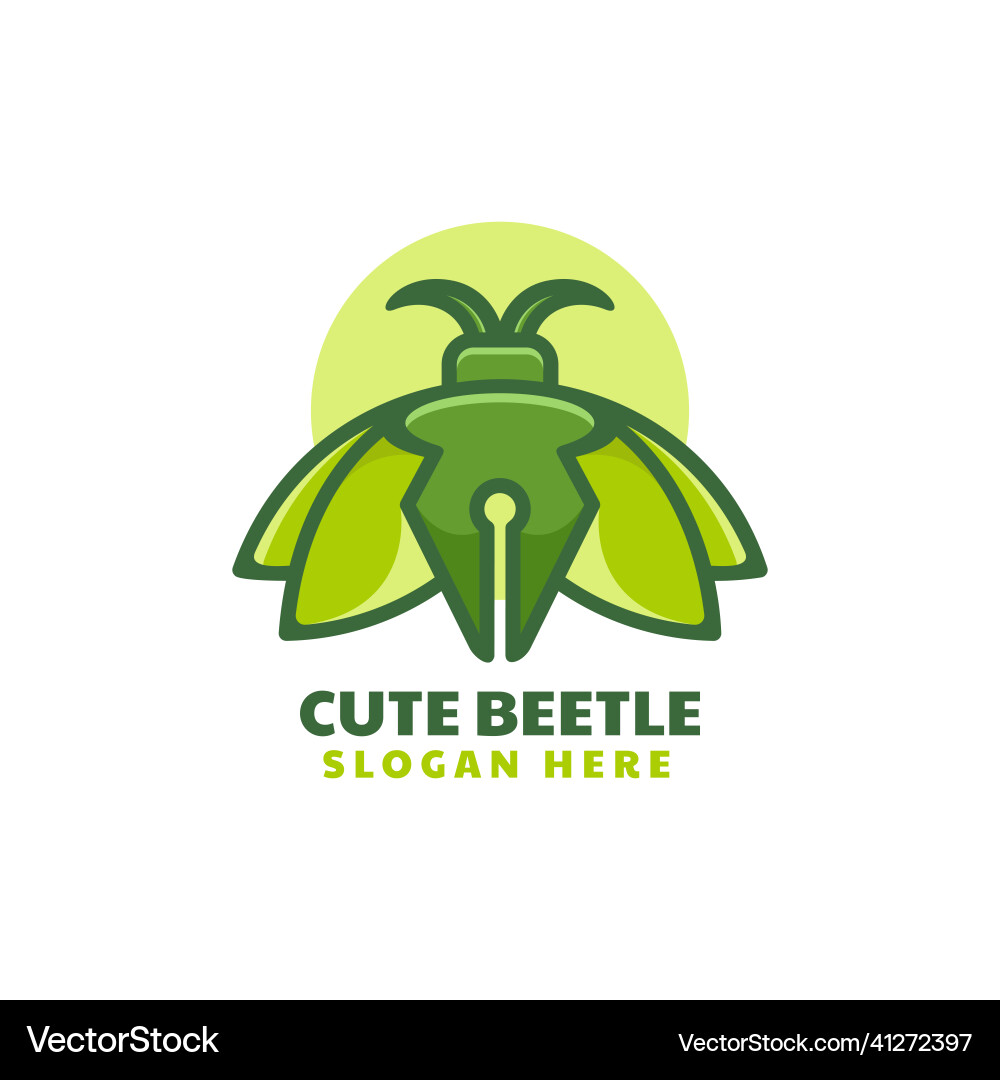 Logo cute beetle simple mascot style Royalty Free Vector