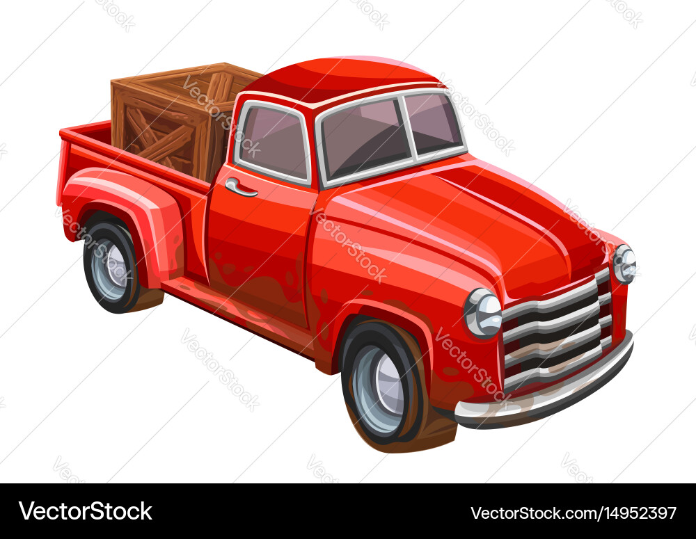 Red truck on white background Royalty Free Vector Image