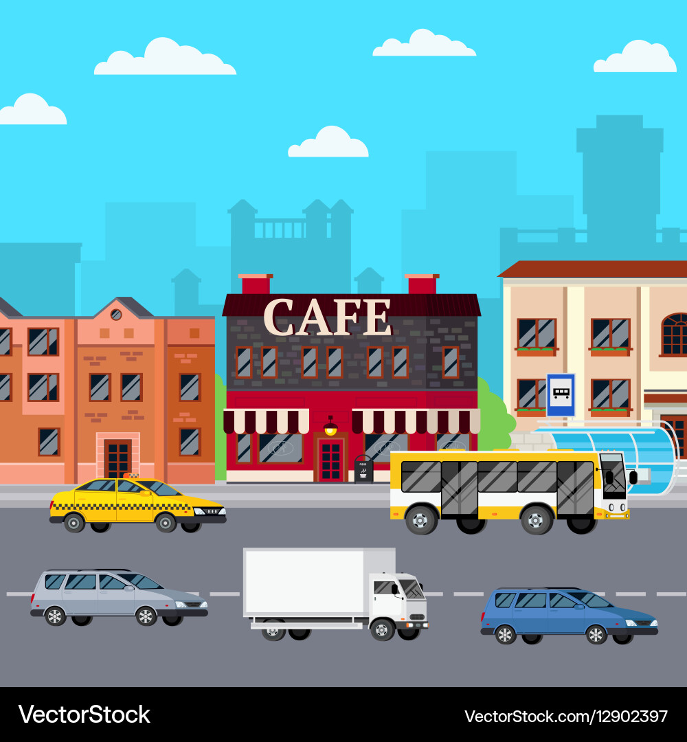Street Cafe Urban Composition Royalty Free Vector Image