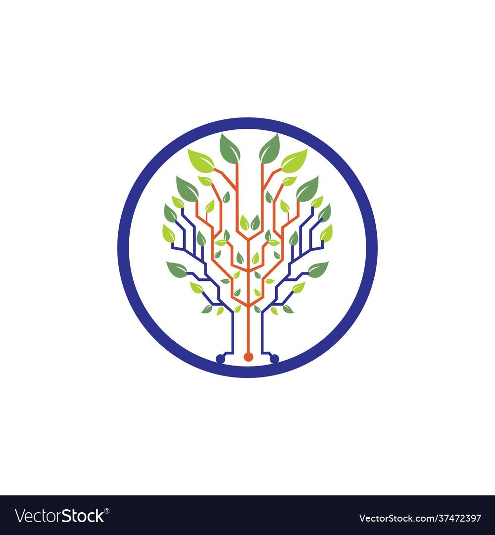 Tech tree logo design template Royalty Free Vector Image