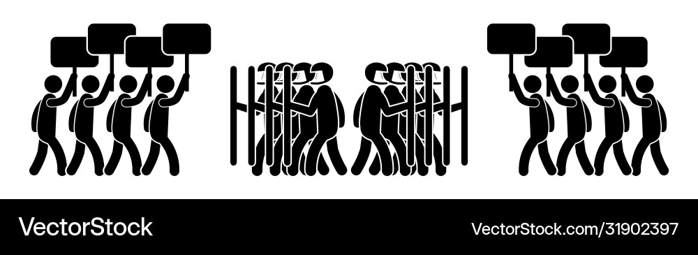 Two groups protesters clash with riot police Vector Image