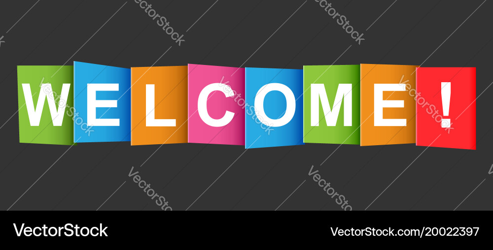 Welcome tag market message flat on black Vector Image
