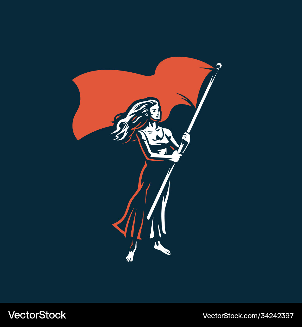 Woman with a flag Royalty Free Vector Image - VectorStock