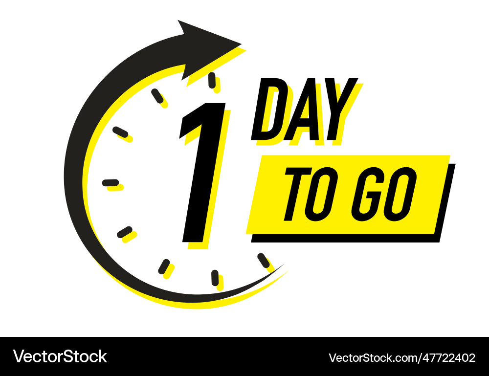 1 day to go timer symbol black color Royalty Free Vector