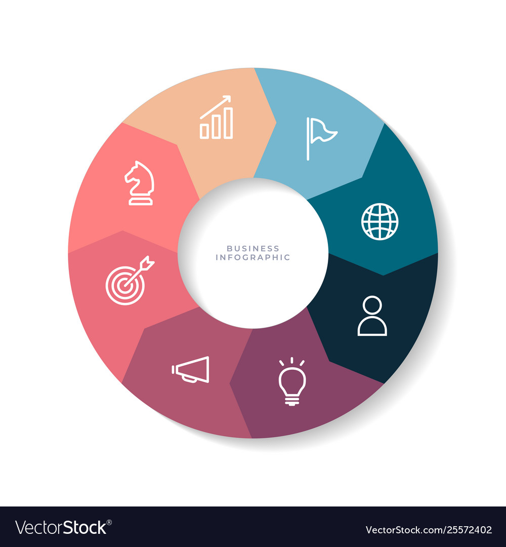 8 steps circle chart with business icon circle Vector Image 8 steps circle chart with business icon circle Vector Image