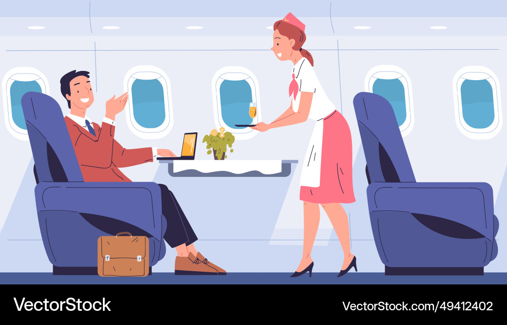 Airplane first class businessman onboard person Vector Image