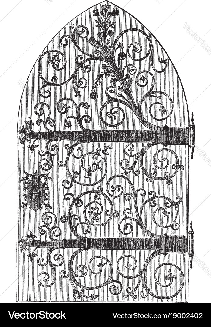 Church door work vintage engraving Royalty Free Vector Image