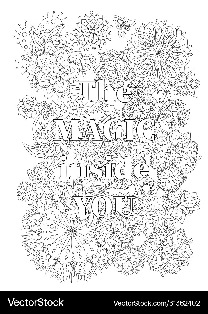 Coloring book for adults with inspiring text Vector Image